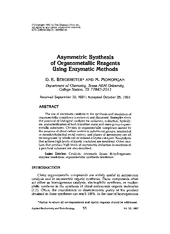 (PDF) Asymmetric synthesis of organometallic reagents using enzymatic ...