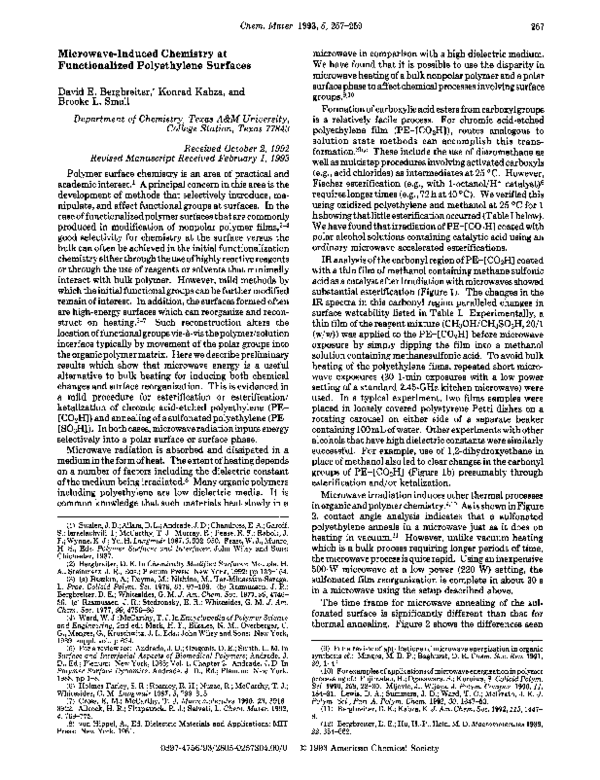 (PDF) Microwave-induced chemistry at functionalized polyethylene surfaces