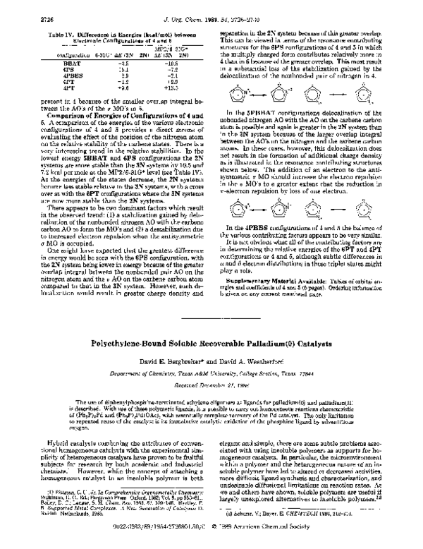 (PDF) Polyethylene-bound soluble recoverable palladium(0) catalysts