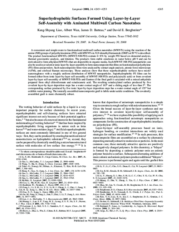 (PDF) Superhydrophobic Surfaces Formed Using Layer-by-Layer Self ...