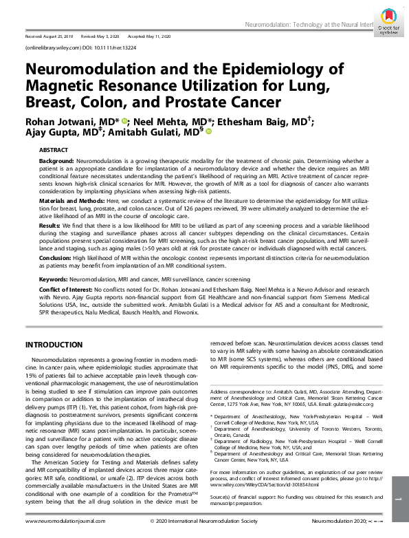 (PDF) Neuromodulation and the Epidemiology of Magnetic Resonance ...