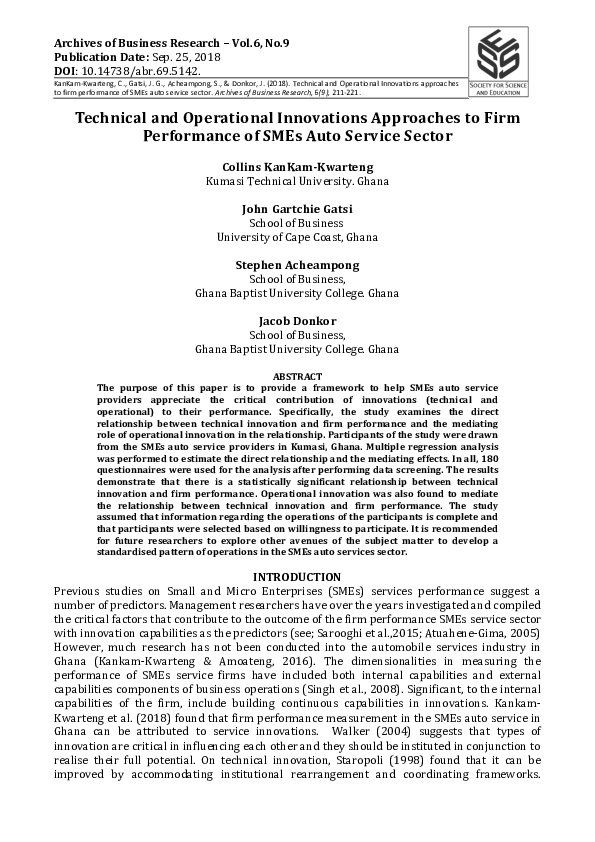 (PDF) Technical and Operational Innovations approaches to firm ...