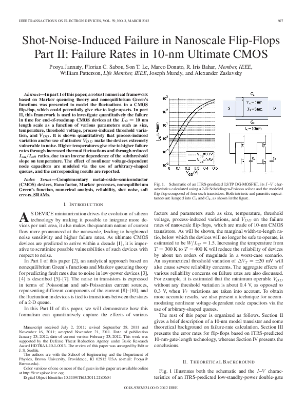 (PDF) Shot-Noise-Induced Failure in Nanoscale Flip-Flops Part II ...
