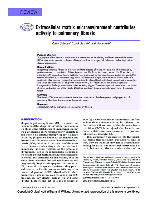 (PDF) Extracellular matrix microenvironment contributes actively to ...