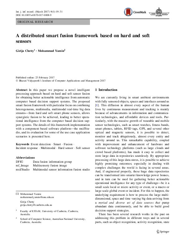 (PDF) A distributed smart fusion framework based on hard and soft sensors