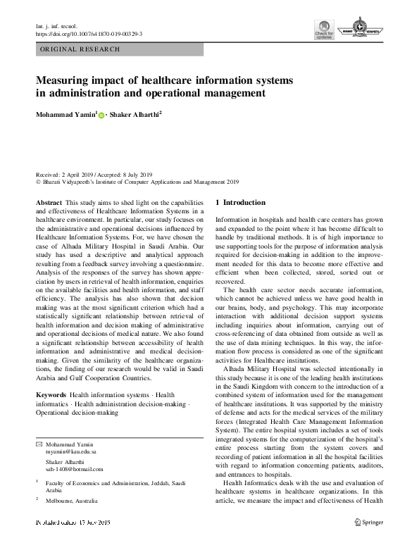 (PDF) Measuring impact of healthcare information systems in ...