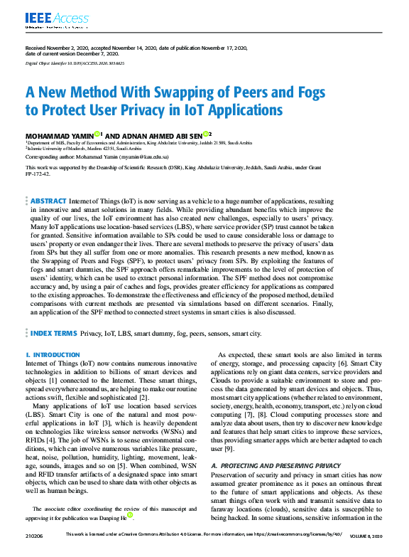 (PDF) A New Method With Swapping of Peers and Fogs to Protect User ...