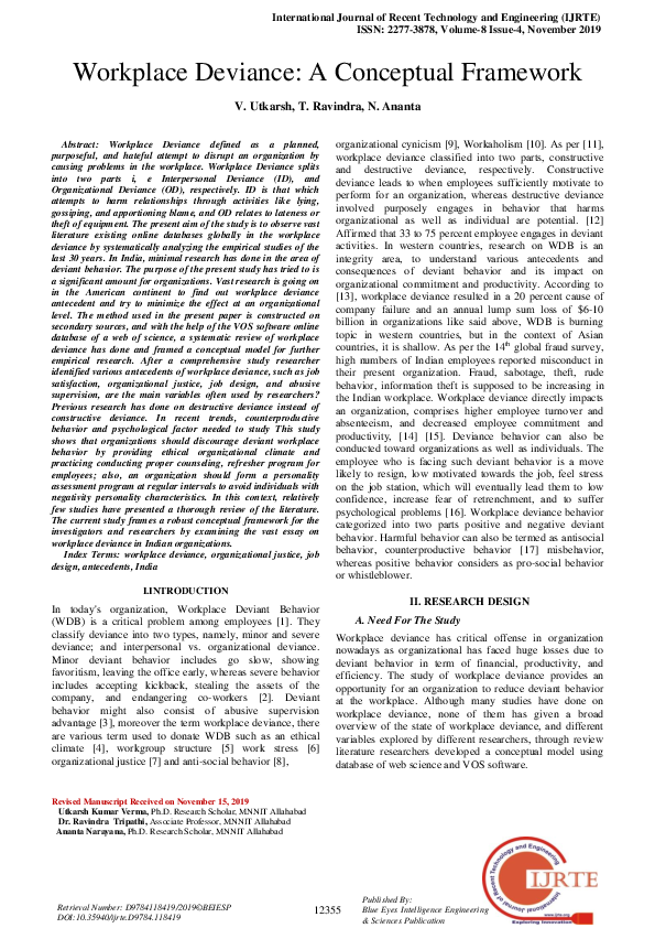 (PDF) Understanding Workplace Deviance and Its Impact