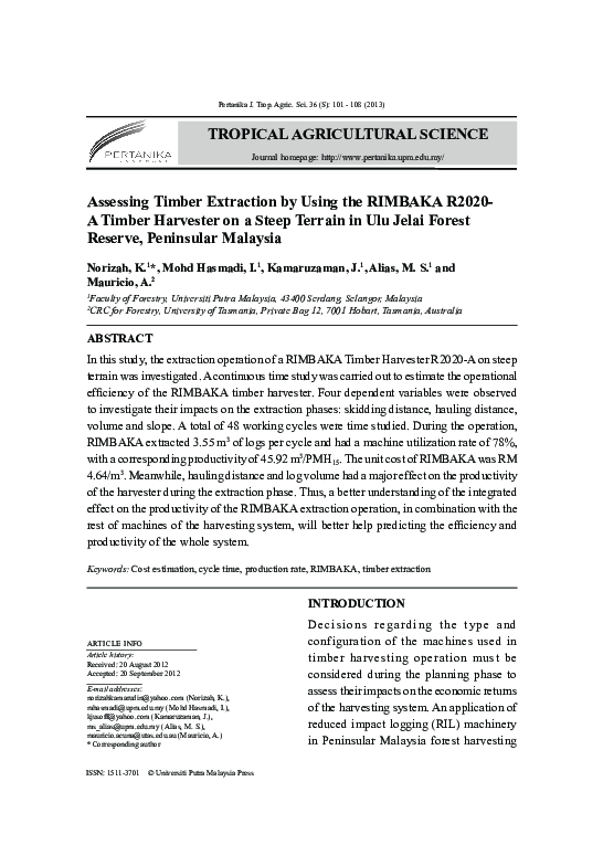 (PDF) Assessing timber extraction by using the RIMBAKA R2020- a timber ...