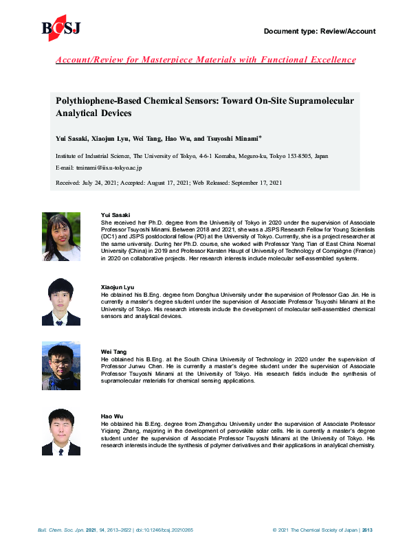 (PDF) Polythiophene-Based Chemical Sensors: Toward On-Site Supramolecular Analytical Devices