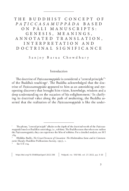 (PDF) The Buddhist Concept of Paṭiccasamuppāda Based on Pāli ...