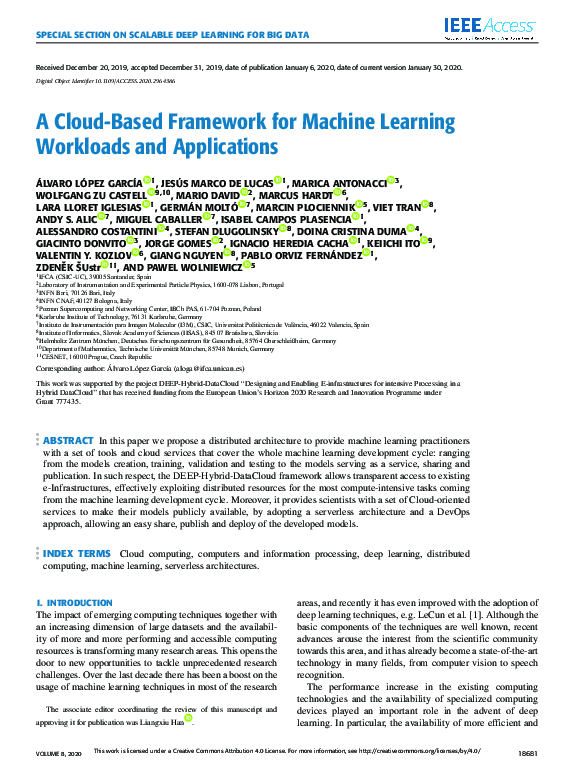 Pdf A Cloud Based Framework For Machine Learning Workloads And Applications