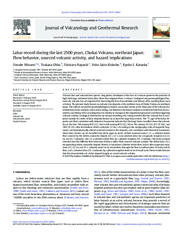 (PDF) Lahar record during the last 2500 years, Chokai Volcano ...