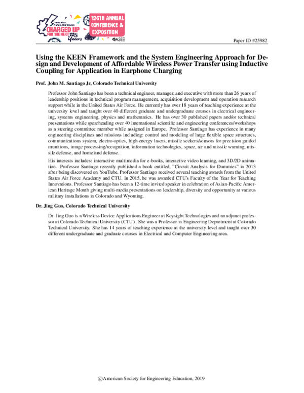 (PDF) Using the KEEN Framework and the System Engineering Approach for Design and Development of ...
