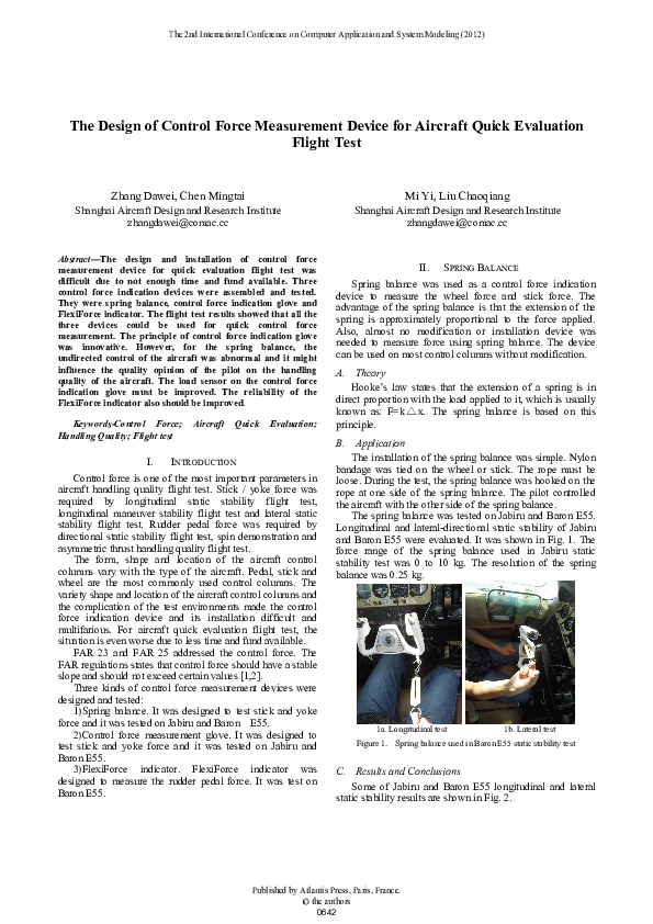 (PDF) The Design of Control Force Measurement Device for Aircraft Quick ...