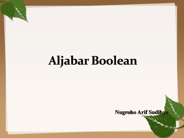 (PDF) Aljabar Boole PPT