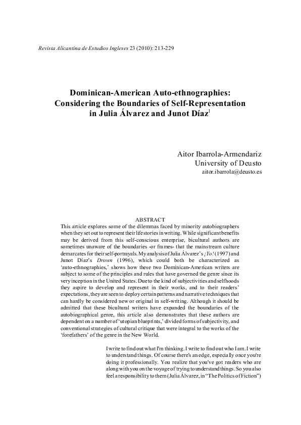 (PDF) Dominican-American auto-ethnographies: considering the boundaries ...