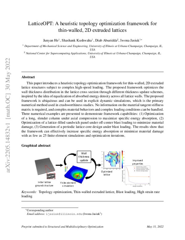 (PDF) LatticeOPT: a heuristic topology optimization framework for thin-walled, 2D extruded lattices