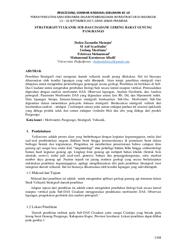 (PDF) Stratigrafi Vulkanik Sub-Das Cisadane Lereng Barat Gunungpangrango