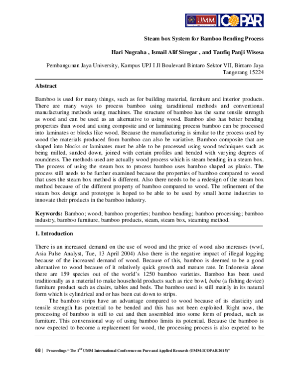 (PDF) Steam box System for Bamboo Bending Process