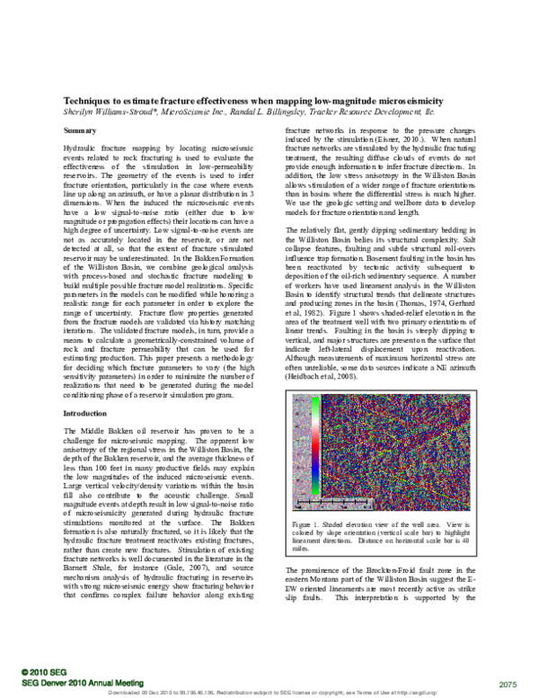 (PDF) Techniques to estimate fracture effectiveness when mapping low‐magnitude microseismicity