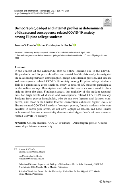 (PDF) Demographic, gadget and internet profiles as determinants of ...