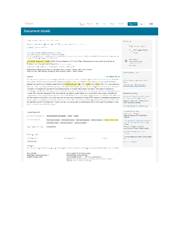 (PDF) Modified Ashworth Scale (MAS) Model based on Clinical Data ...