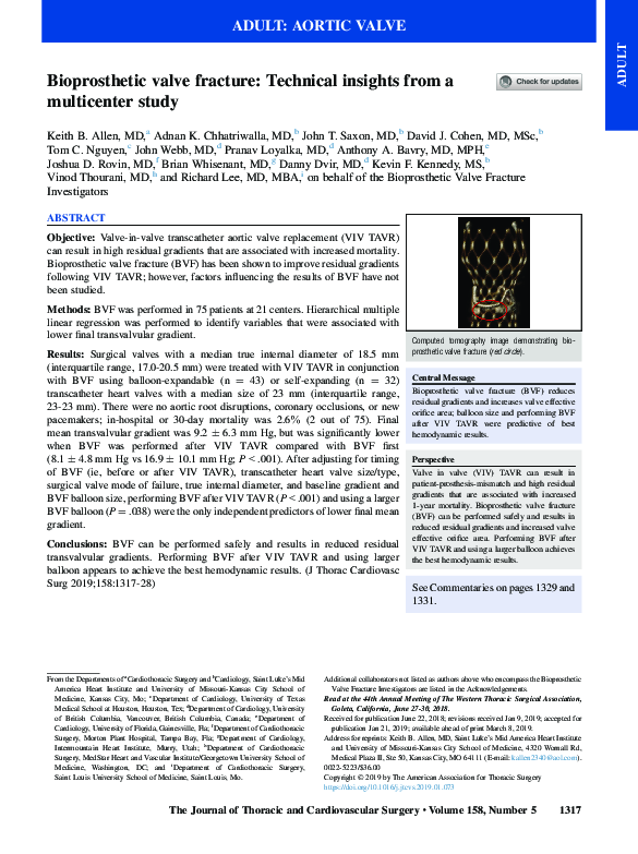 (PDF) Bioprosthetic valve fracture: Technical insights from a ...