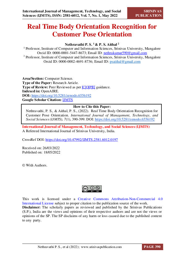 (PDF) Real Time Body Orientation Recognition for Customer Pose Orientation