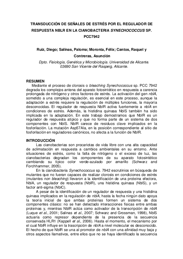 (PDF) Transducción de señales de estrés por el regulador de respuesta ...