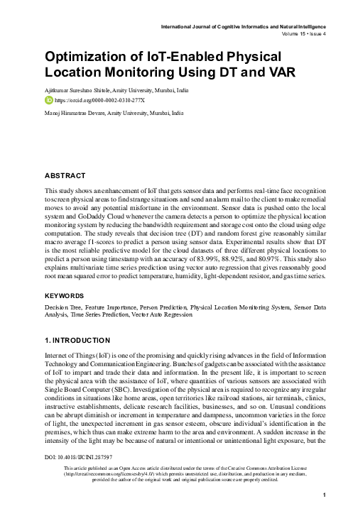 (PDF) Optimization of IoT-Enabled Physical Location Monitoring Using DT and VAR