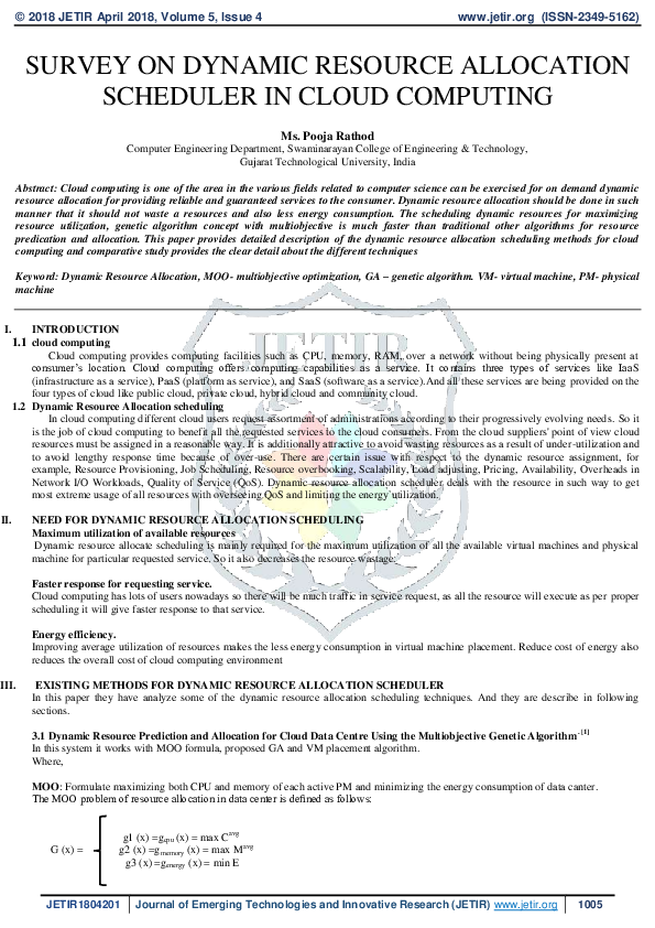 (PDF) Survey on Dynamic Resource Allocation Scheduler in Cloud Computing