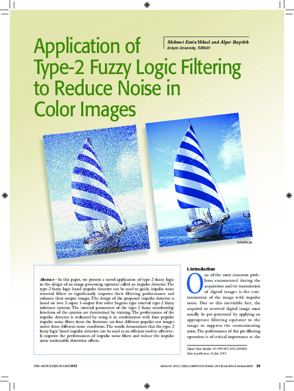 (PDF) Application of Type-2 Fuzzy Logic Filtering to Reduce Noise in Color Images