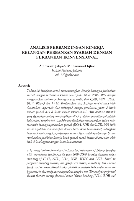(PDF) Analisis Perbandingan Kinerja Keuangan Perbankan Syariah dengan Perbankan Konvensional