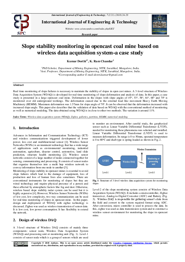 (PDF) Slope stability monitoring in opencast coal mine based on wireless data acquisition system ...