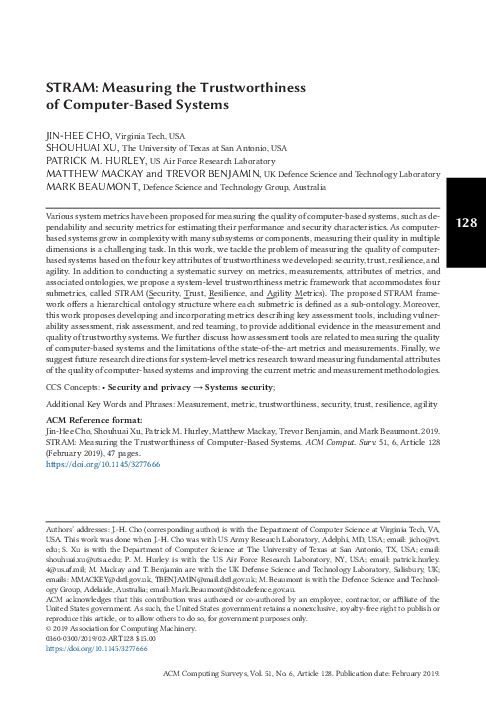 (PDF) STRAM: Measuring the Trustworthiness of Computer-Based Systems
