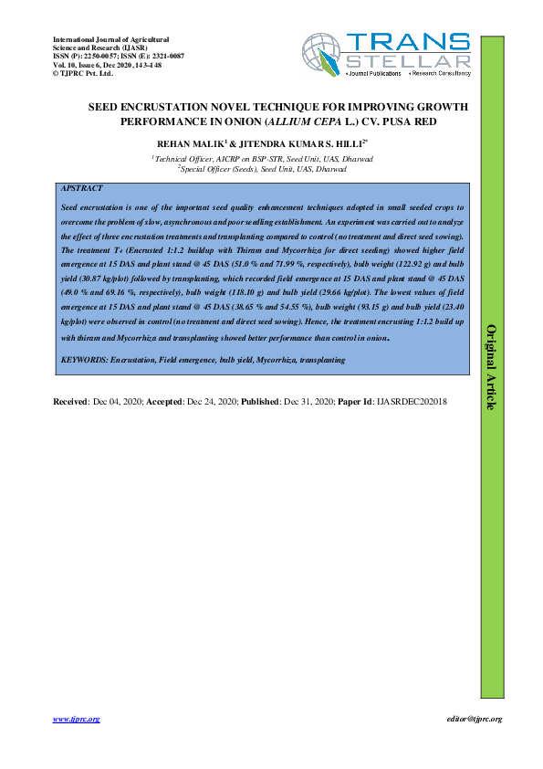 (PDF) Seed Encrustation Novel Technique for Improving Growth ...