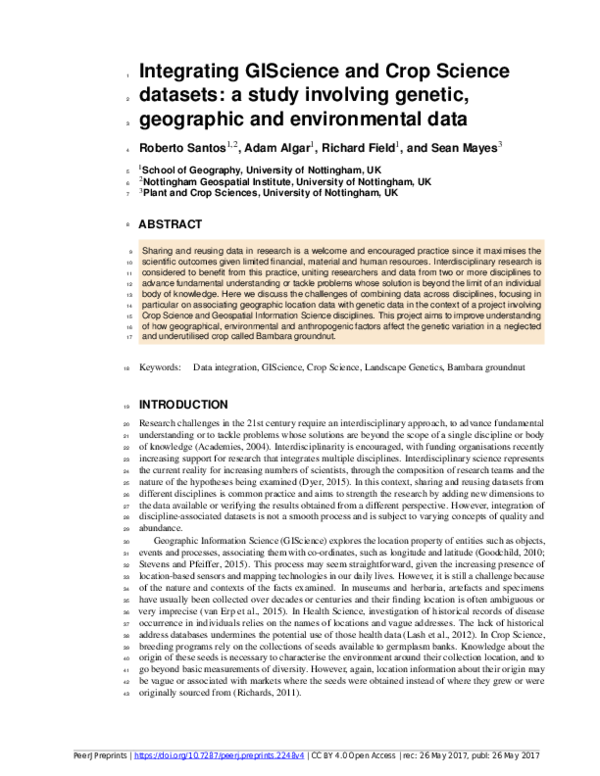 (PDF) Integrating GIScience and Crop Science datasets: a study involving genetic, geographic and ...