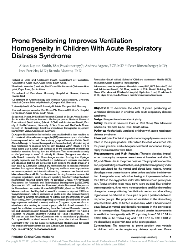 (PDF) Prone Positioning Improves Ventilation Homogeneity in Children ...