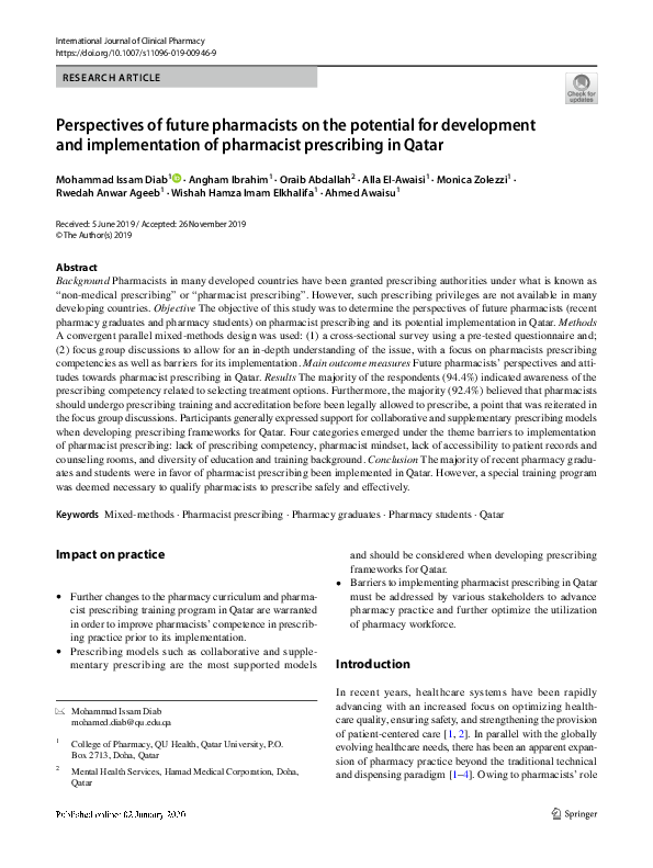 (PDF) Perspectives of future pharmacists on the potential for development and implementation of ...