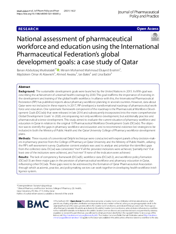 (PDF) National assessment of pharmaceutical workforce and education ...