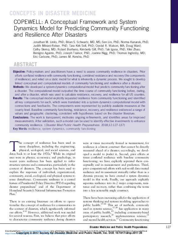 (PDF) COPEWELL: A Conceptual Framework and System Dynamics Model for Predicting Community ...