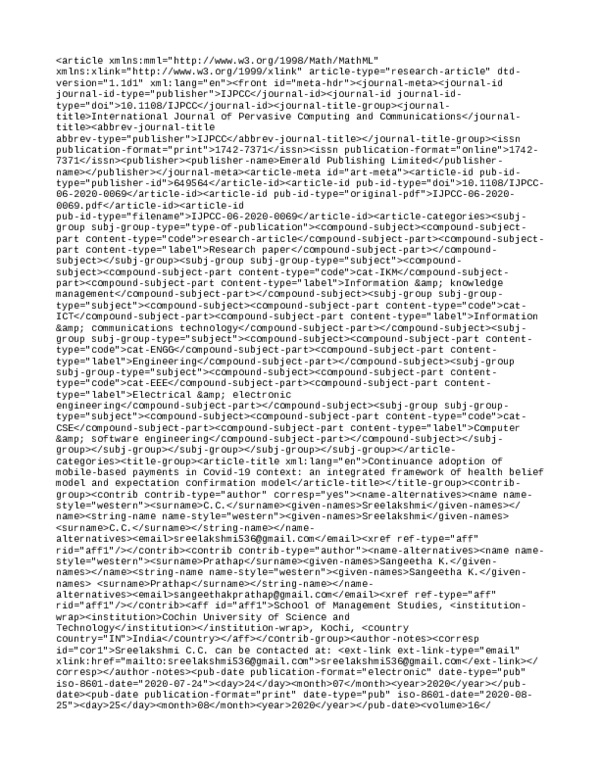 Continuance adoption of mobile-based payments in Covid-19 context: an ...