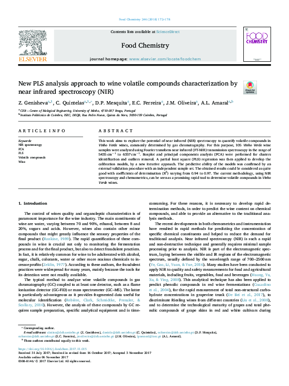 (PDF) New PLS analysis approach to wine volatile compounds characterization by near infrared ...