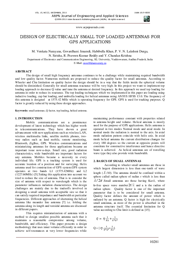 (PDF) Design of Electrically Small Top Loaded Antennas for GPS Applications