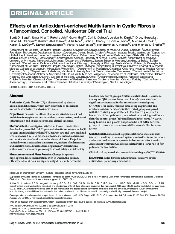 Pdf Effects Of An Antioxidant Enriched Multivitamin In Cystic Fibrosis Randomized Controlled