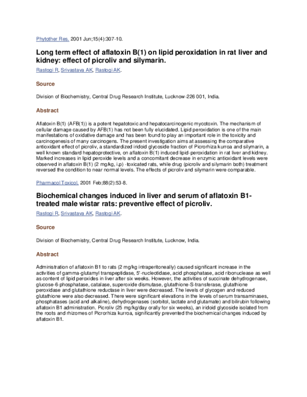 (PDF) Long term effect of aflatoxin B1 on lipid peroxidation in rat ...