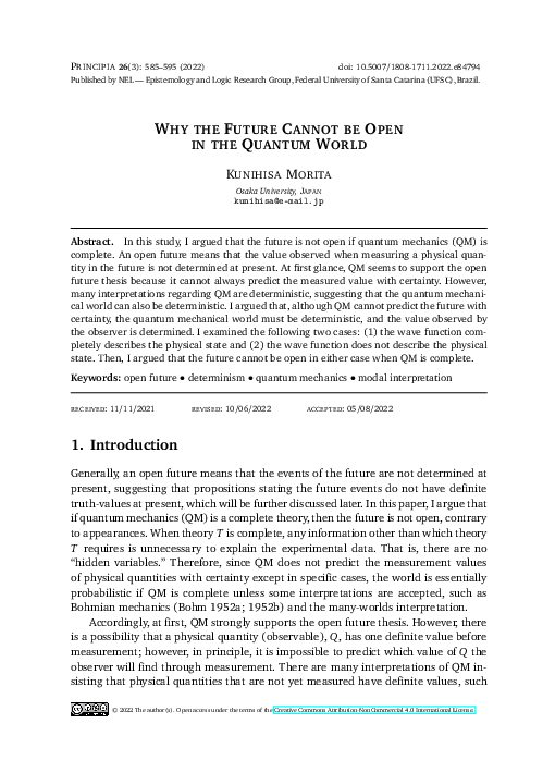 (PDF) WHY THE FUTURE CANNOT BE OPEN IN THE QUANTUM WORLD