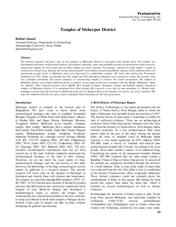 (PDF) Temples of Meherpur District