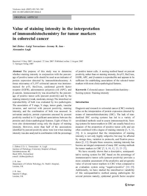 (PDF) Value of staining intensity in the interpretation of ...